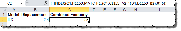 VLOOKUP Multiple Values or Criteria Using Excel's INDEX and MATCH