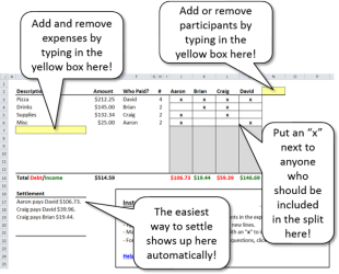 Split Bills and Share Expenses in Excel with One Spreadsheet